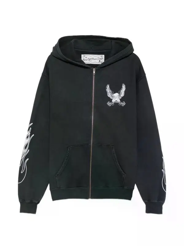 ONE OF THESE DAYS Graphic-print Zip-up Hoodie - Grey