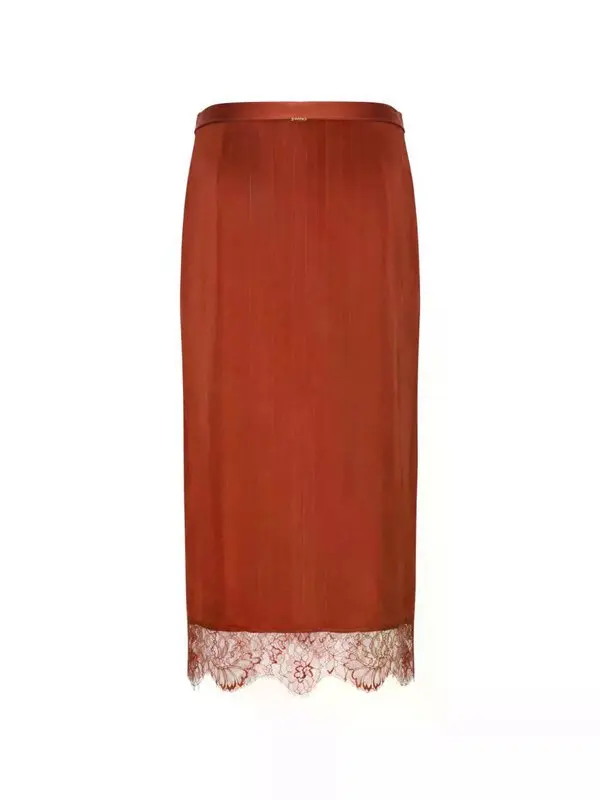 TWINSET Lace-trim Pinstripe Midi Skirt - Red