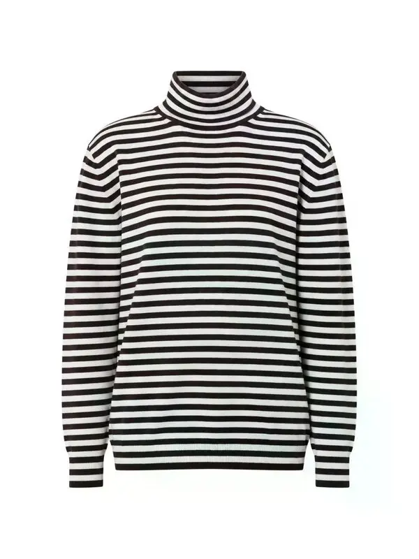 Max Mara Striped Roll-neck Sweater - Black