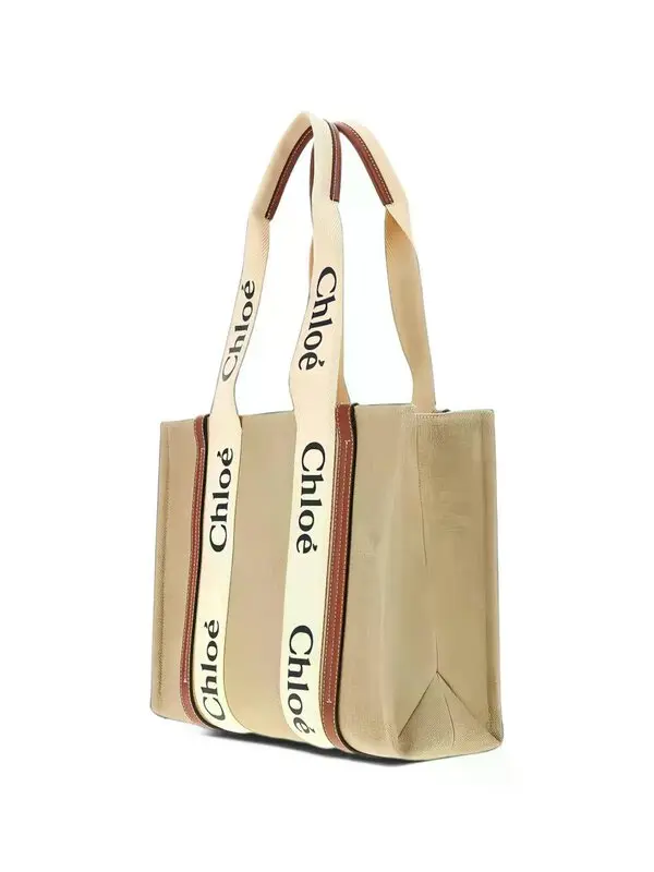 Chloé Woody Tote Bag In Linen