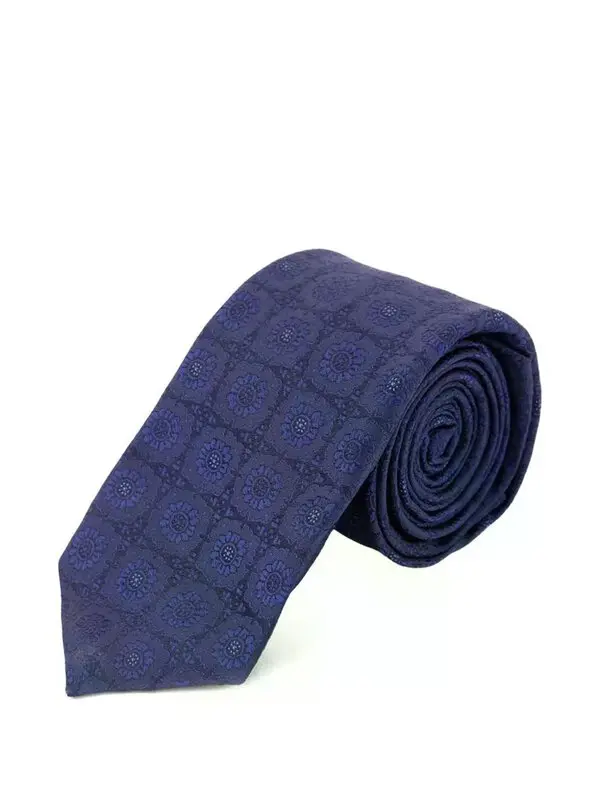 Kiton Geometric-patterned Tie - Blue