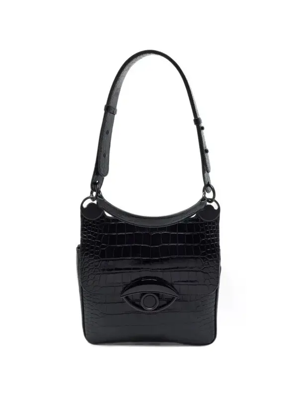 Kenzo Tali Crocodile-embossed Shoulder Bag - Black