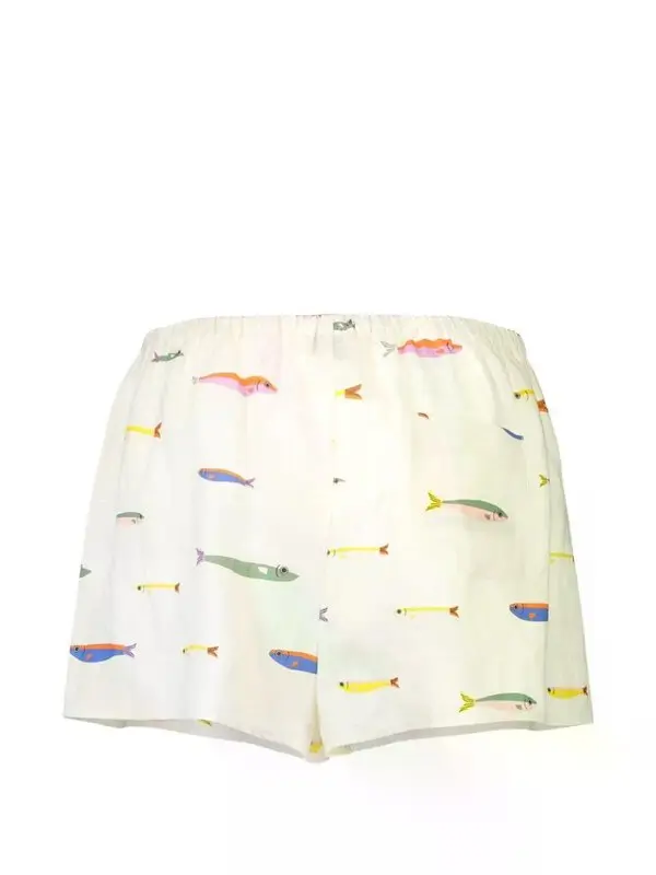 Staud Fish-print Linen Shorts