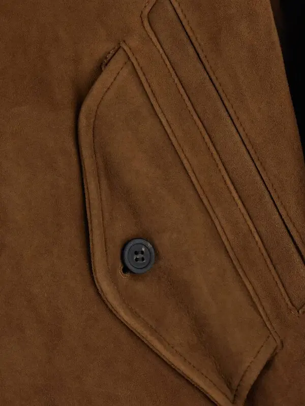 COOR Goat Suede Leather Zip-up Shirt Jacket