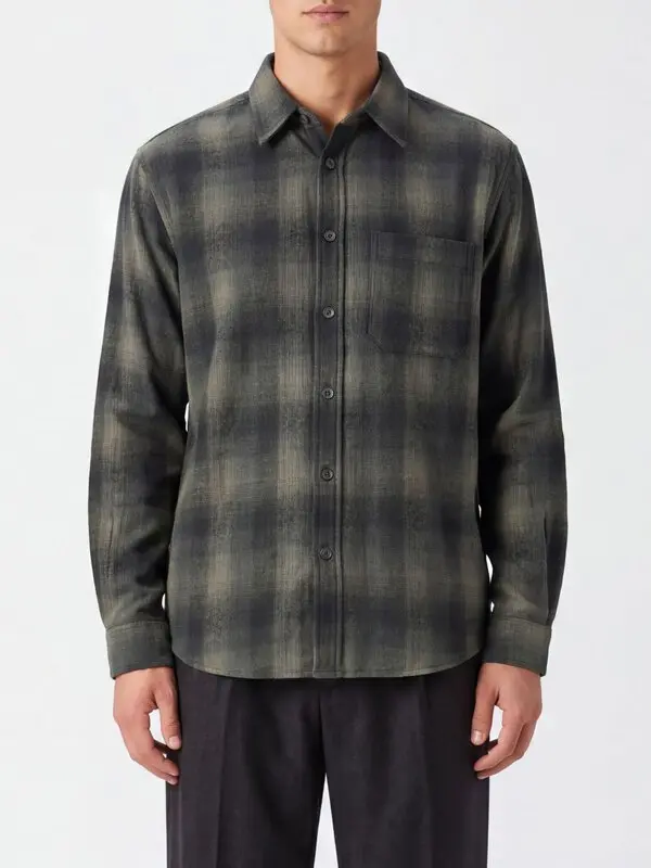 COOR Check Cotton And Wool-blend Shirt With French Collar