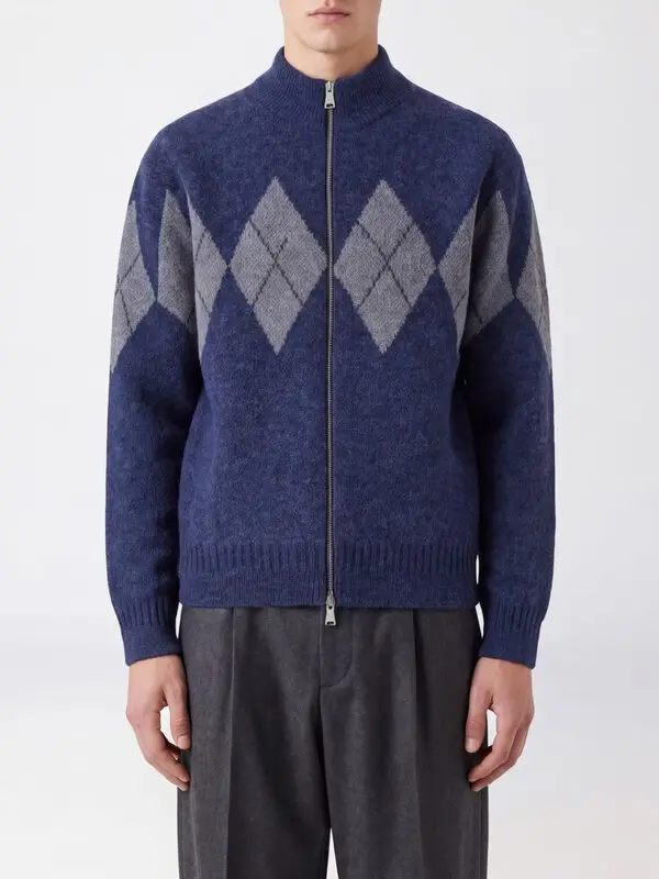 COOR Argyle Wool And Alpaca-blend Zip-up Cardigan - Blue
