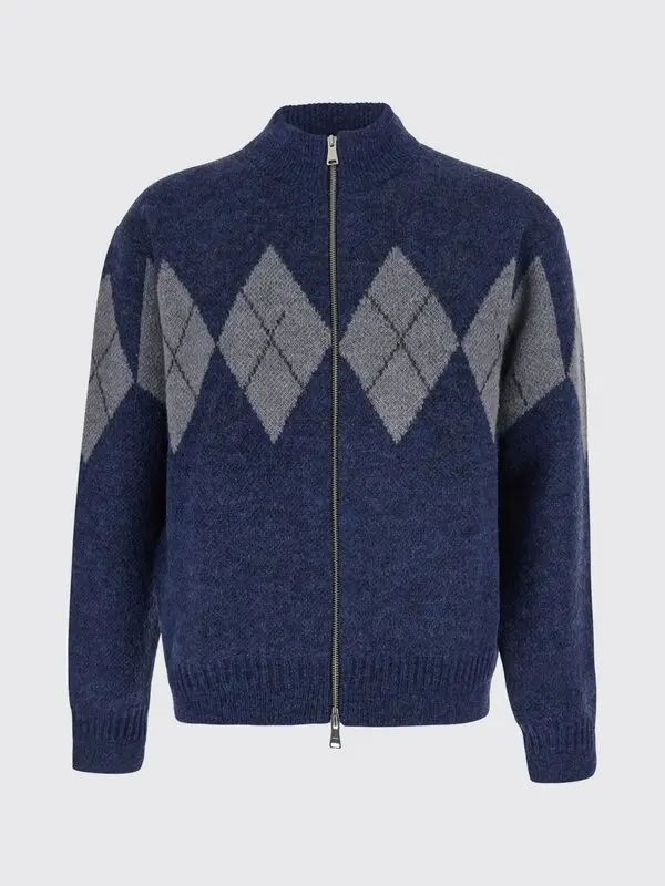 COOR Argyle Wool And Alpaca-blend Zip-up Cardigan - Blue
