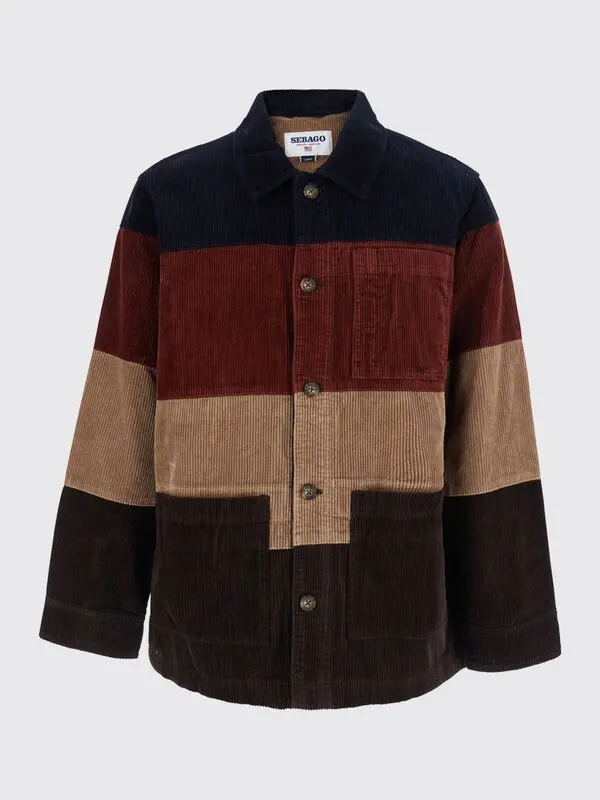 SEBAGO Striped Velvet Shirt Jacket With Classic Collar