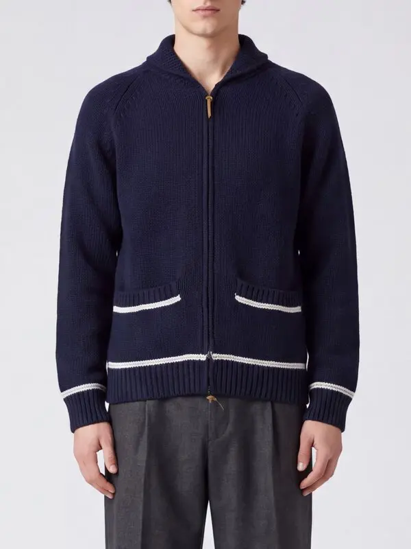 SEBAGO Wool Blend Cardigan With Shawl Collar And Graphic Print