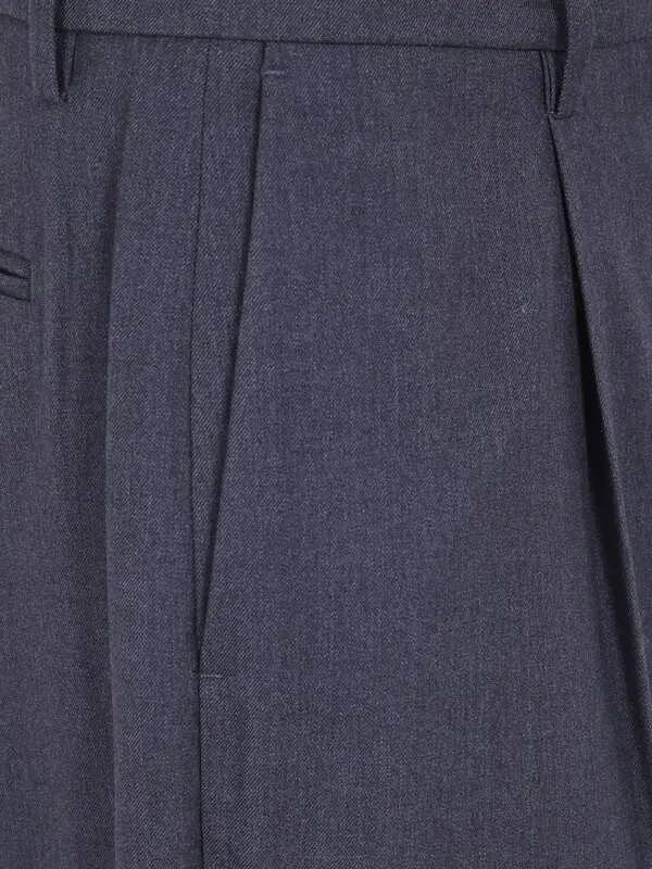 DUNST Wide Leg Pleated Tailored Trousers In Wool Blend