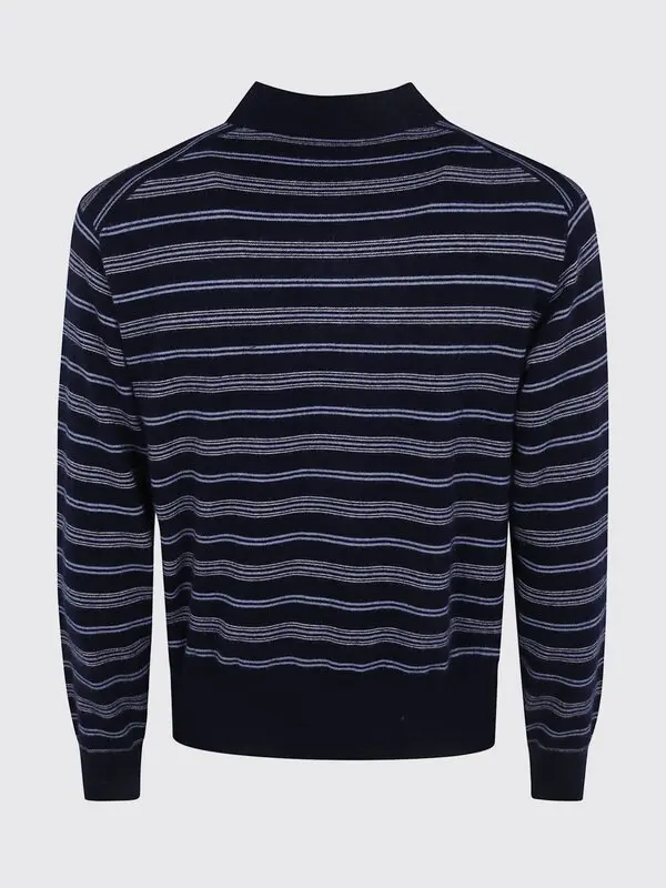DUNST Long-sleeved Striped Knit Polo In Viscose And Angora Blend