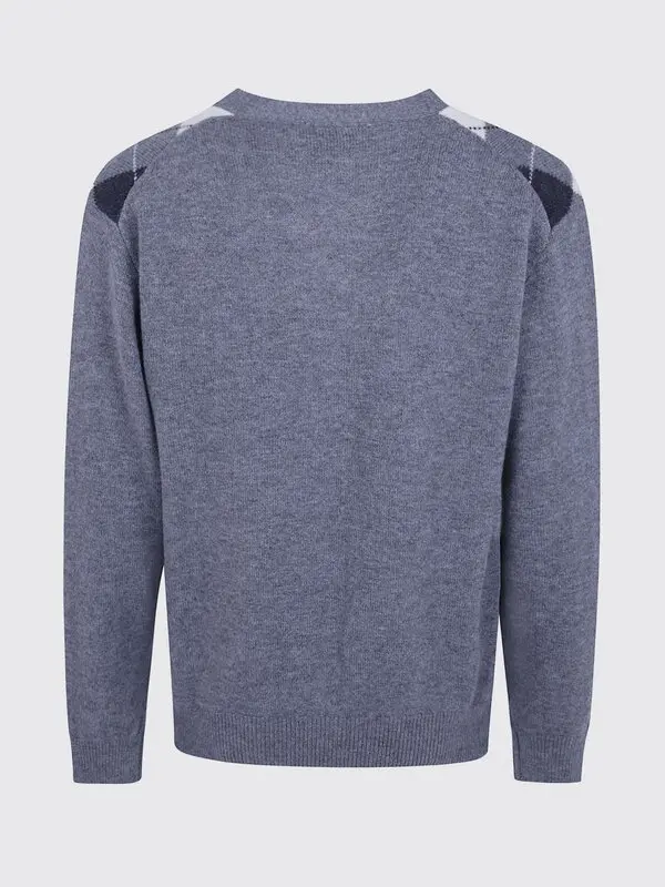 DUNST Argyle V-neck Cardigan In Pure Wool