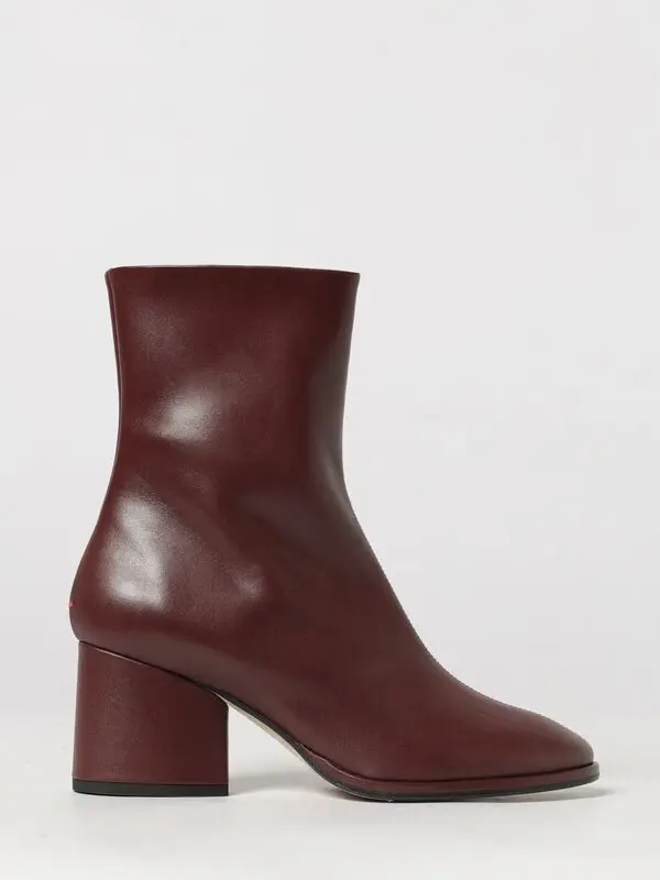 AeydĒ Smooth Calf Leather Ankle Boots With Mid Heel And Round Toe