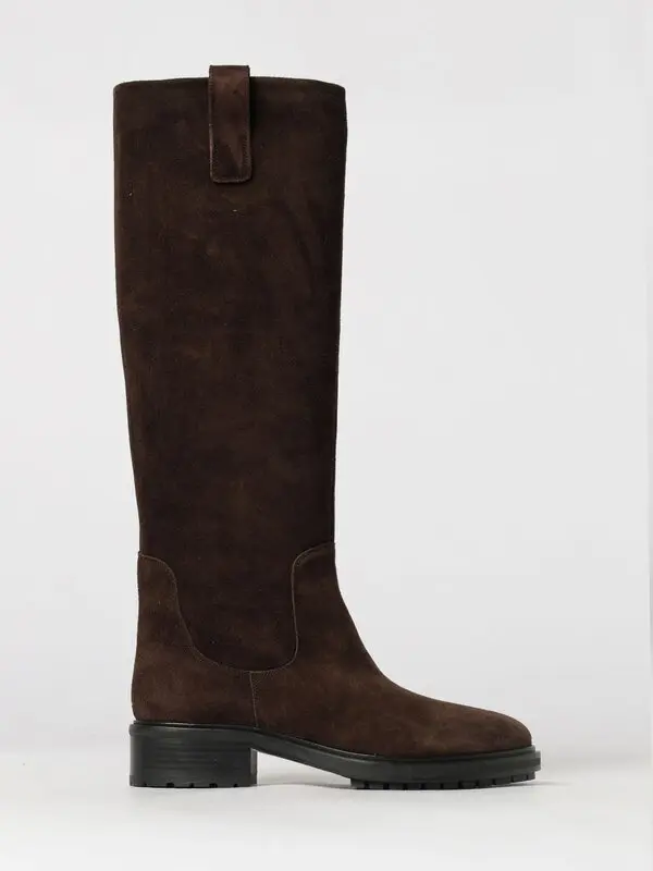 AeydĒ Henry Knee-high Suede Boots With A Round Toe And Notched Sole