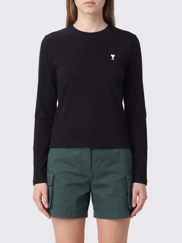 AMI Paris Long-sleeved Cotton T-shirt With Contrast Logo