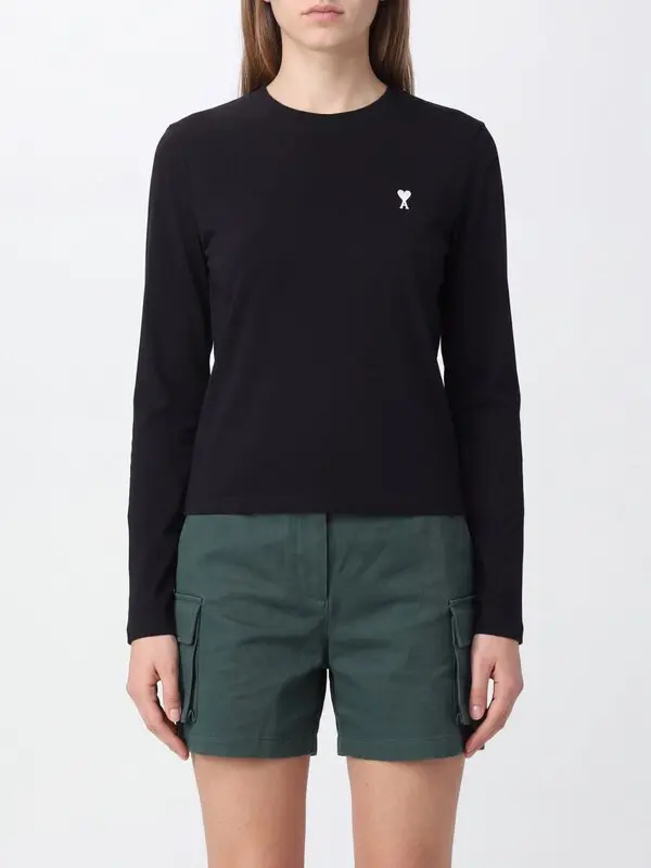 AMI Paris Long-sleeved Cotton T-shirt With Contrast Logo