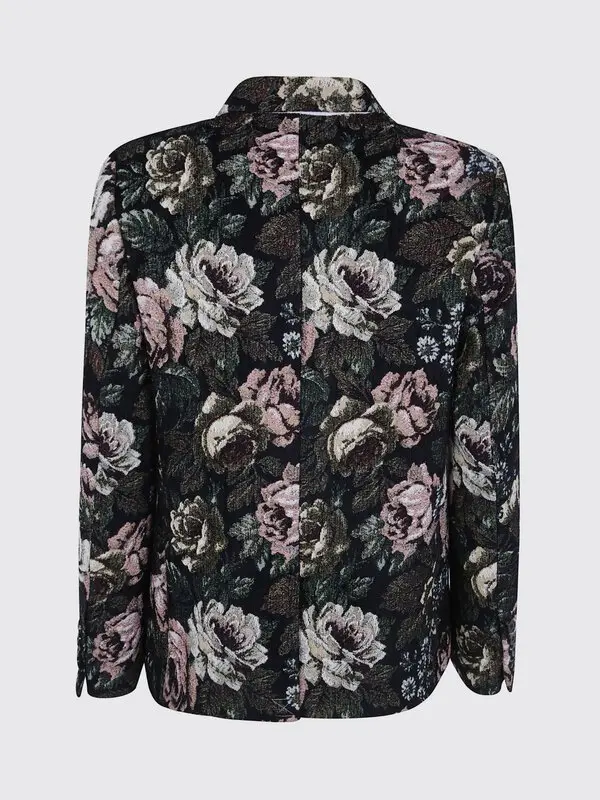 Dries Van Noten Floral Jacquard Cropped Blazer With Peak Lapels