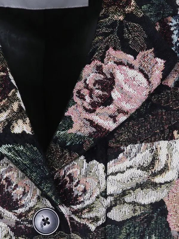 Dries Van Noten Floral Jacquard Cropped Blazer With Peak Lapels