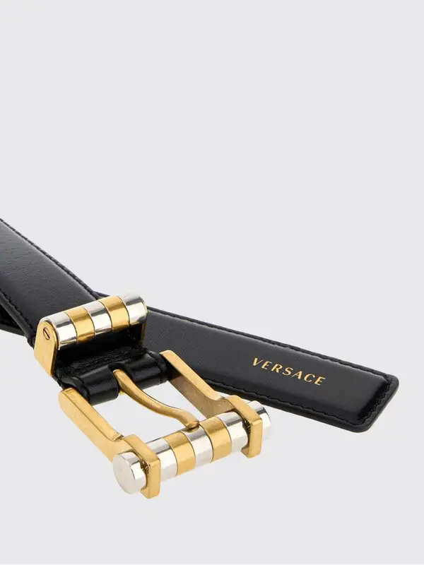 Versace Smooth Calfskin Leather Belt With Pin Buckle