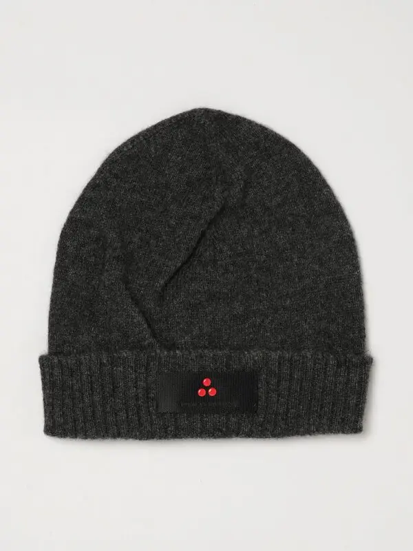 Peuterey Ribbed Wool-blend Beanie With Cuff And Applied Logo - Grey