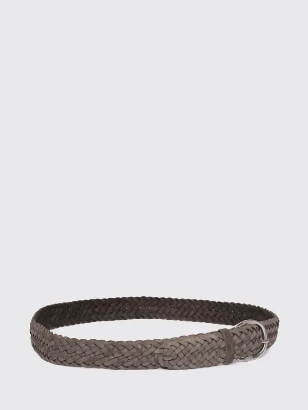 Orciani Plot Woven Suede Calf Leather Belt With Buckle