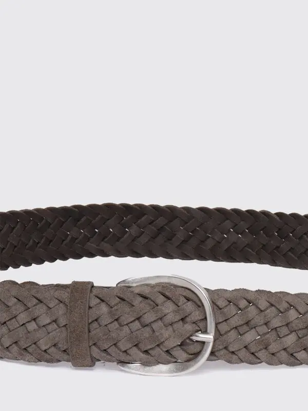 Orciani Plot Woven Suede Calf Leather Belt With Buckle
