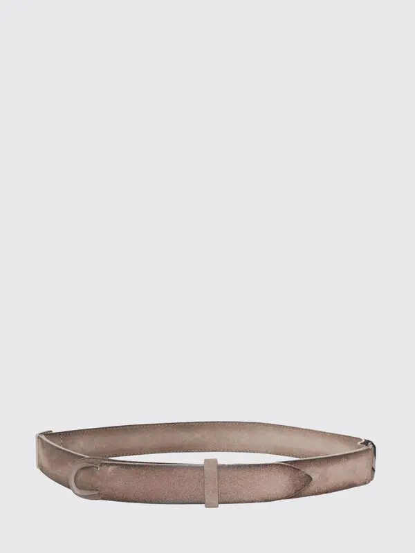 Orciani Nobuckle Suede Calfskin Belt With Interlocking Closure - Brown