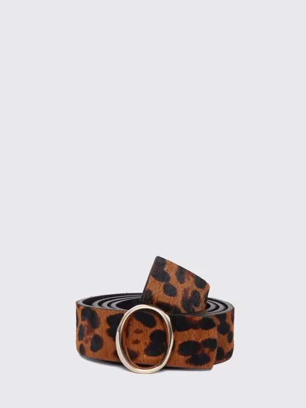 Orciani Adjustable Animal Print Pony Hair Belt With Monogram Buckle - Multicolor