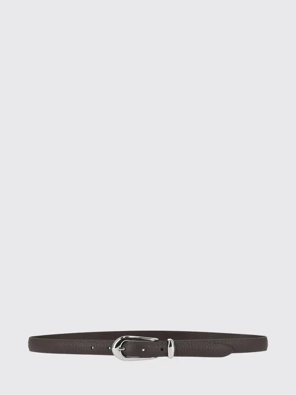 Orciani Adjustable Belt In Hammered Calfskin With Pin Buckle - Dark