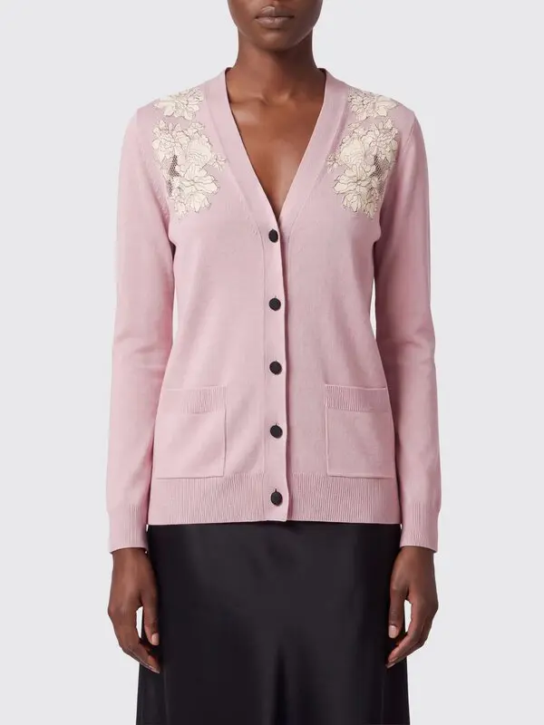 Valentino Garavani Virgin Wool Cardigan With Lace Inserts And V-neck