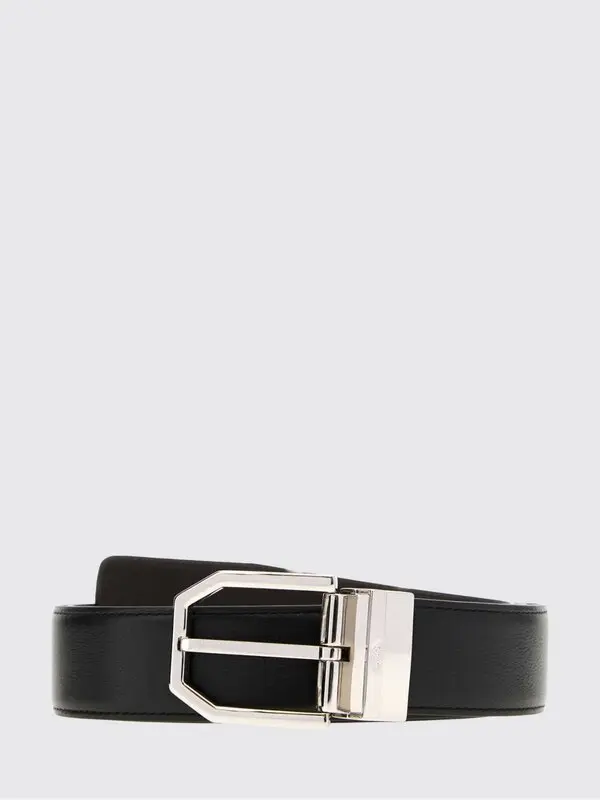 Brioni Reversible Belt In Smooth Calfskin With Engraved Logo Buckle - Black