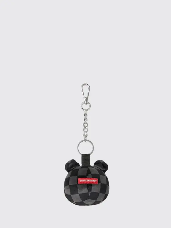 SPRAYGROUND Checkered Fleece Teddy Bear Keychain With Snap Hook