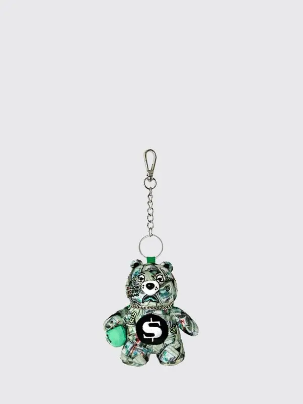 SPRAYGROUND Graphic Print Fleece Teddy Bear Keychain With Snap Hook - Multicolor