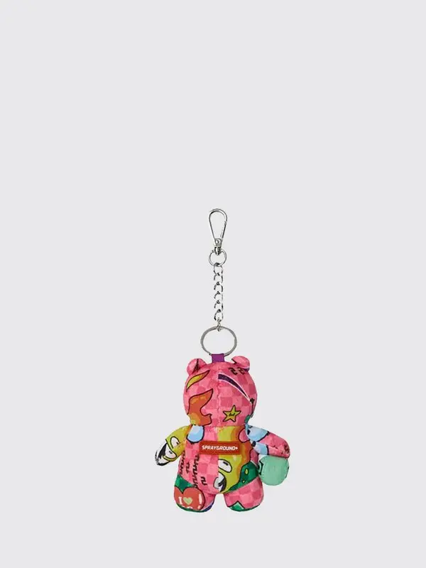 SPRAYGROUND Checkered Fleece Teddy Bear Keychain With Snap Hook