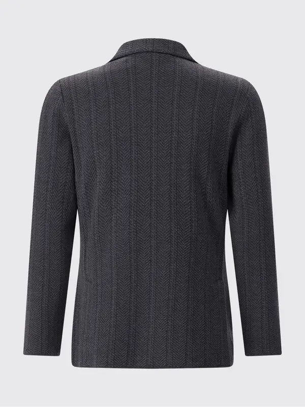 LARDINI Double-breasted Virgin Wool Blazer With Chevron Pattern And Peak Lapels
