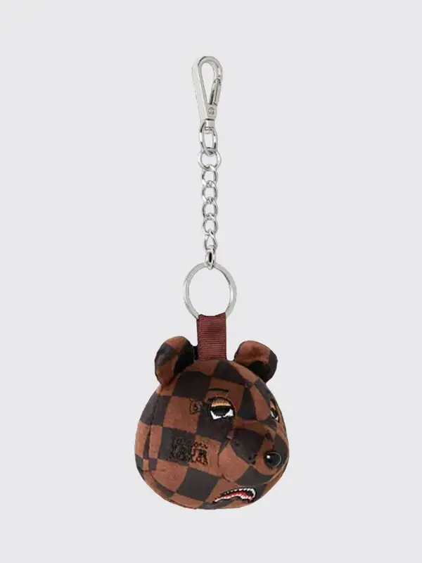 SPRAYGROUND Checkered Fleece Teddy Bear Keychain With Snap Hook