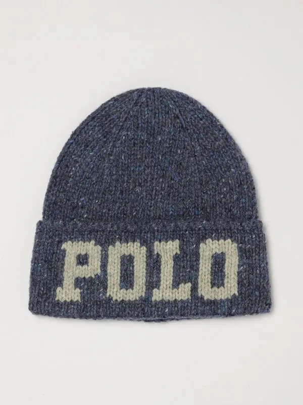 Polo Ralph Lauren Wool-blend Beanie With Cuff And Jacquard Logo - Blue