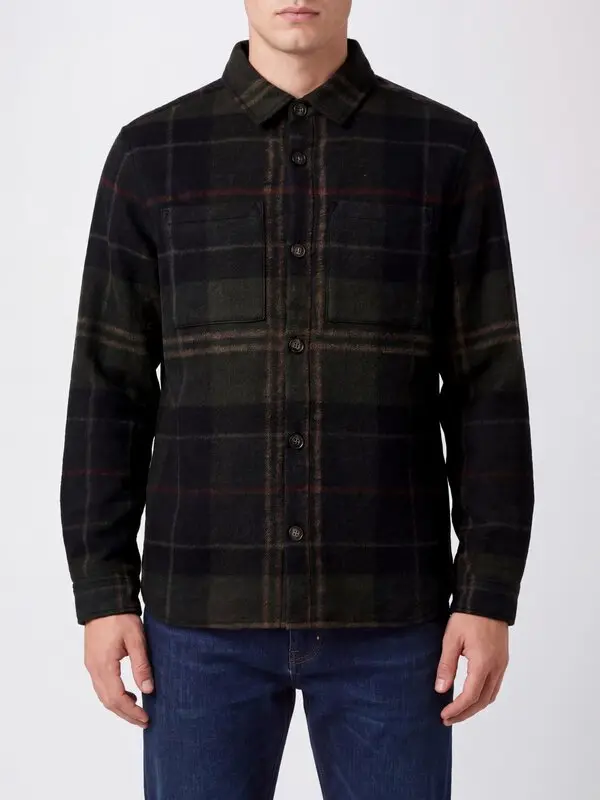 Barbour Woodlane Tartan Wool Blend Shirt Jacket With Patch Pockets