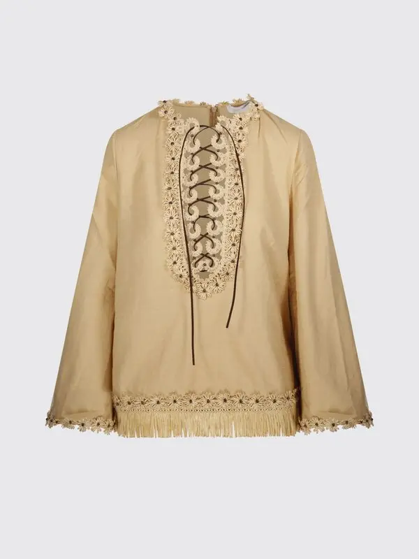 Zimmermann Mahon Cotton Blouse With Embroidery And Fringe Applications