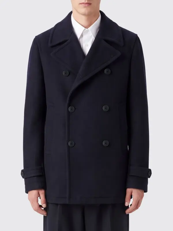 Tagliatore Double-breasted Suede Peacoat With Classic Collar And Straps