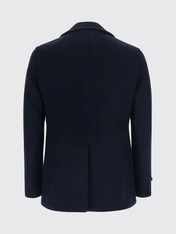 Tagliatore Double-breasted Suede Peacoat With Classic Collar And Straps