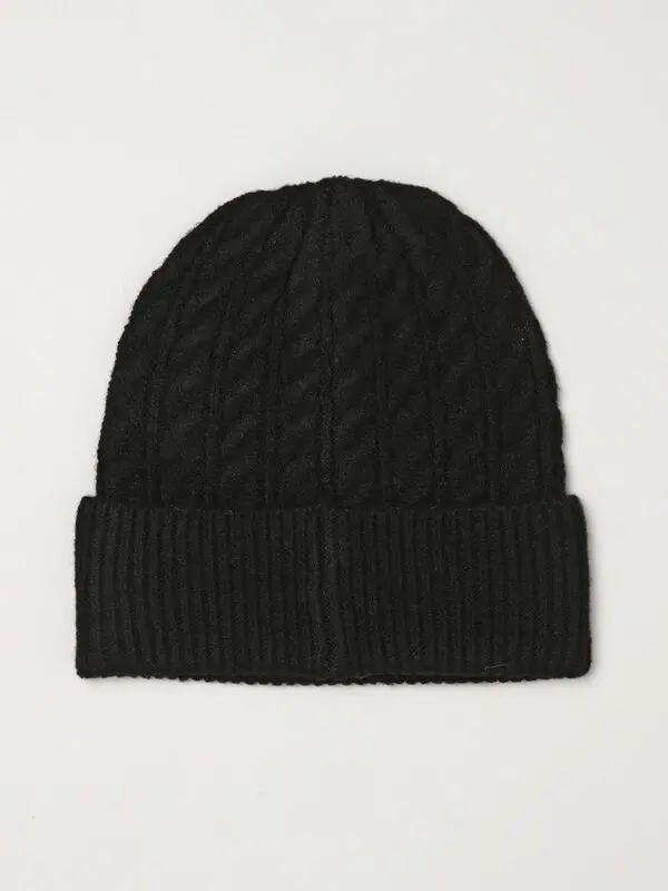 Liu Jo Two-piece Woven Knit Ribbed Hat And Scarf Set - Black