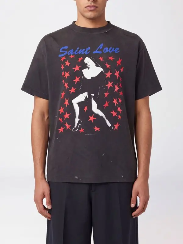 SAINT MXXXXXX Graphic Print Dropped Shoulder Cotton T-shirt