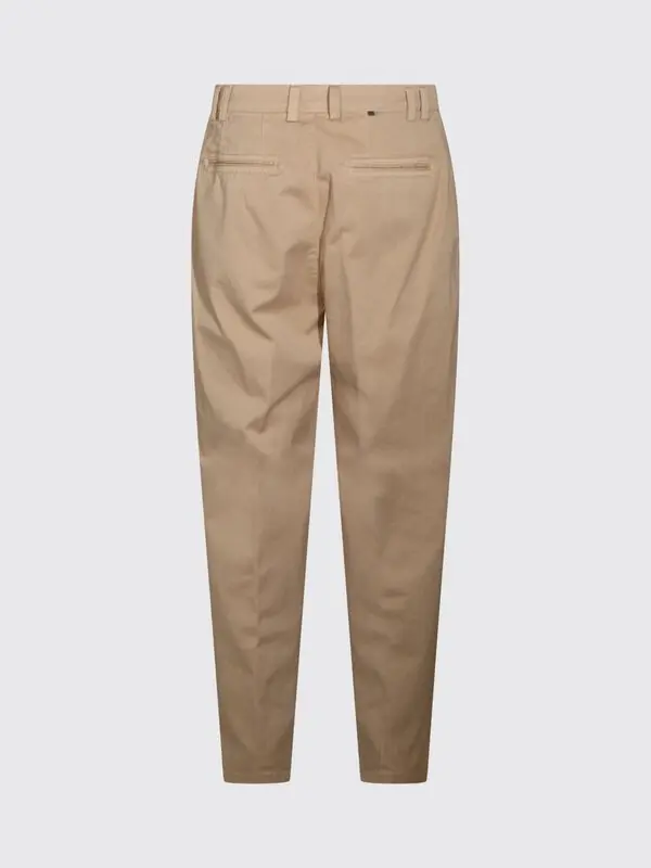 Canali Slim Fit Tailored Cotton Trousers With American Pockets - Sand