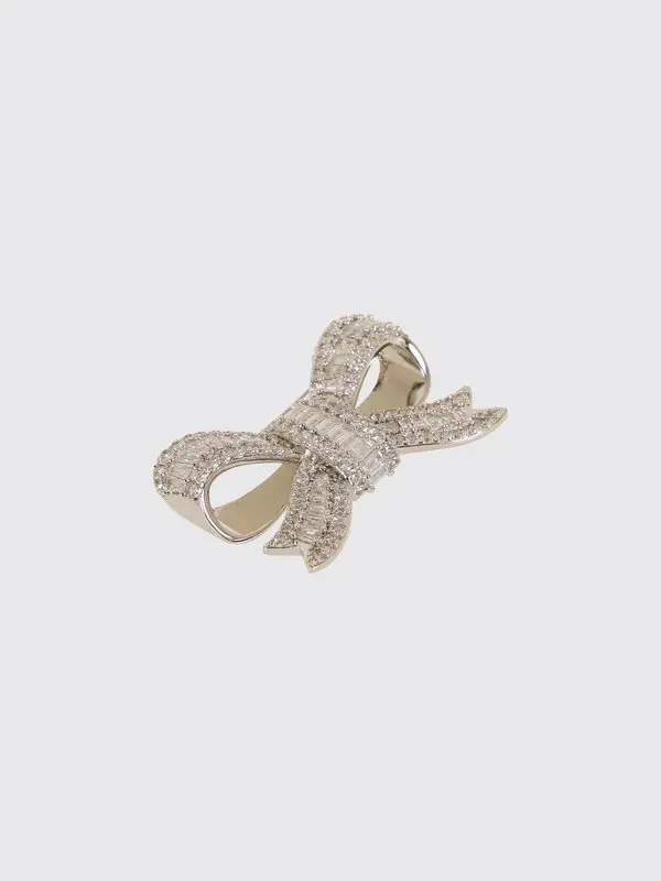 SELF-PORTRAIT Crystal-embellished Bow-shaped Brass Brooch