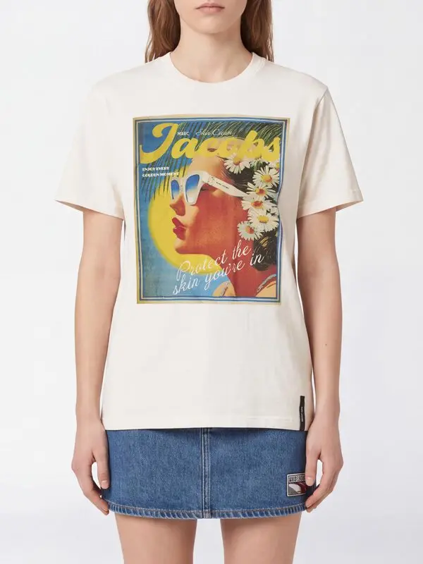 Marc Jacobs Sun Poster Graphic Print T-shirt In A Cotton And Linen Blend