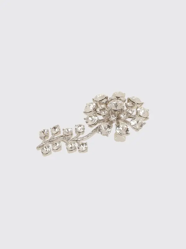 SELF-PORTRAIT Zirconia Crystal Flower Brooch In Brass