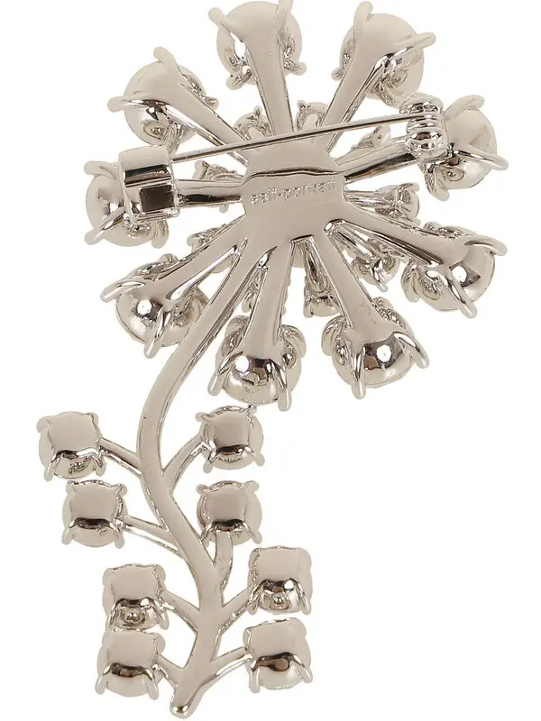 SELF-PORTRAIT Zirconia Crystal Flower Brooch In Brass