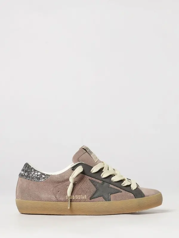 GOLDEN GOOSE Super-star Leather And Glitter Mesh Sneakers With Suede Details