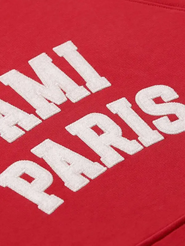 AMI Paris Cotton Hoodie With Kangaroo Pocket And Logo Detail